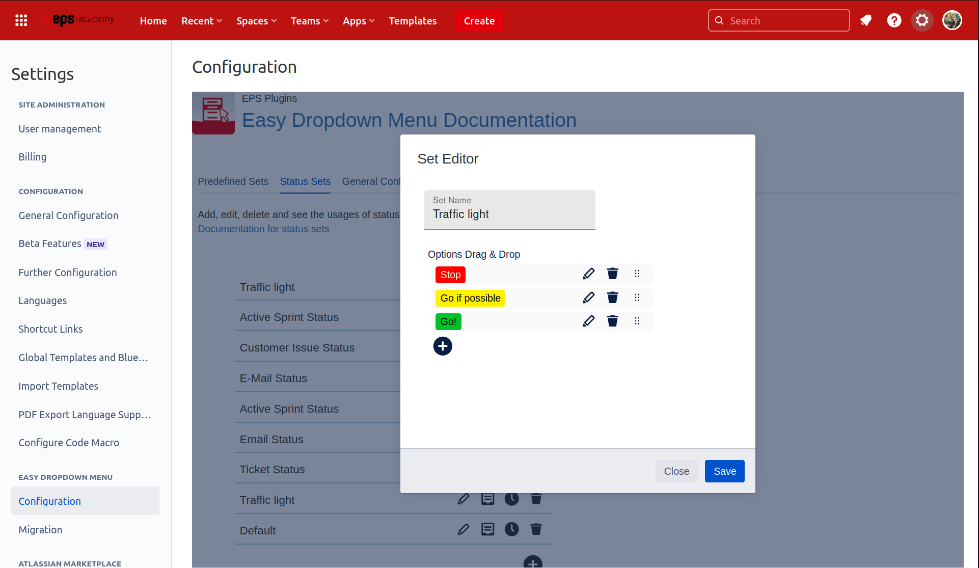 Create new Dropdown Set | EPS Atlassian Apps